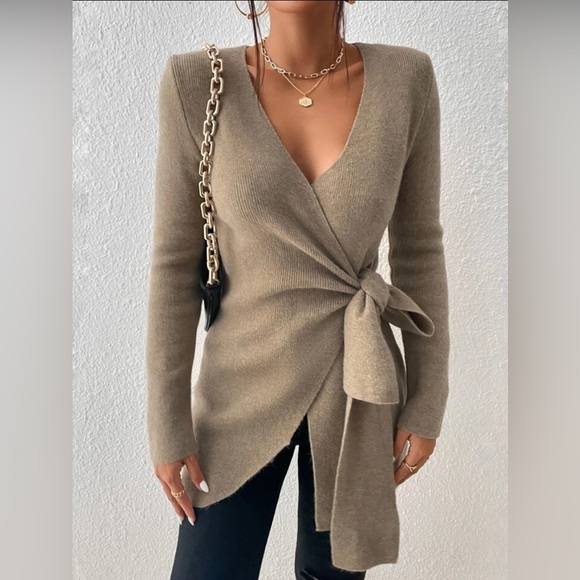Sweaters | Nwot Wrap Knot Side Cardigan Sweater Size Large | Poshmark